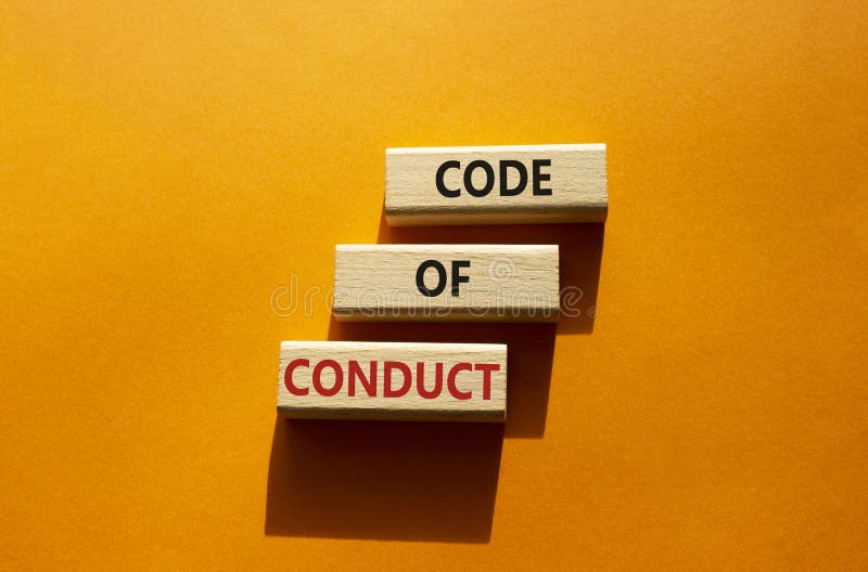 Code Of Conduct Symbol Wooden Blocks With Words Code Of Conduct