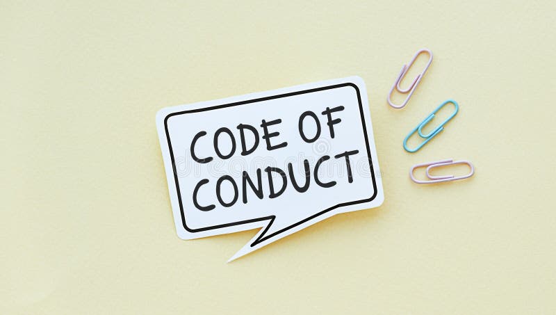 Code of Conduct Text on an Information Card on a Yellow Background ...