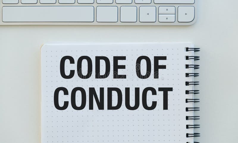Code of Conduct Text on Notebook. Concept of Ethical Integrity, Value ...