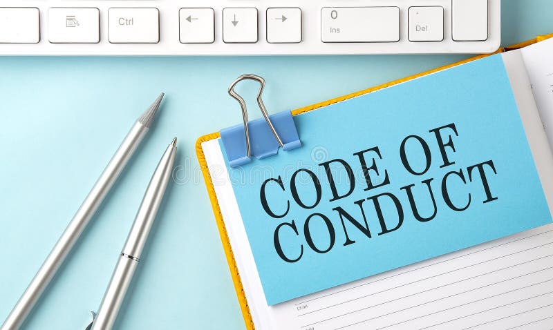 CODE of CONDUCT Words on the Card with Keyboard and Office Tools Stock ...