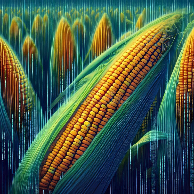 Code Corn Create a Matrix Code Image of Corn Stalks Capturing Th Stock ...