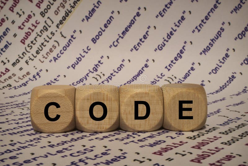 Code - Cube with Letters and Words from the Computer, Software ...