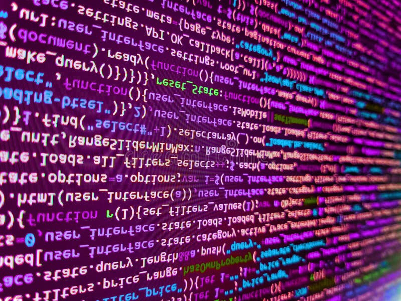 Code on Dark Background. Modern Web Development Background. Database ...