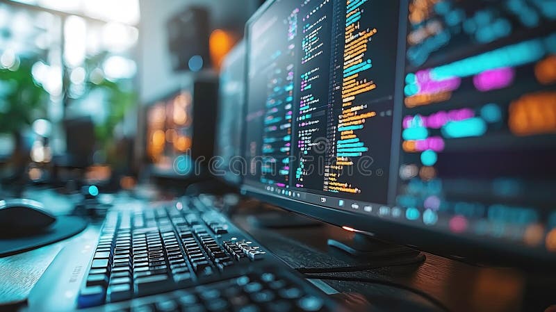 Code in the Dark stock illustration. Illustration of environment ...