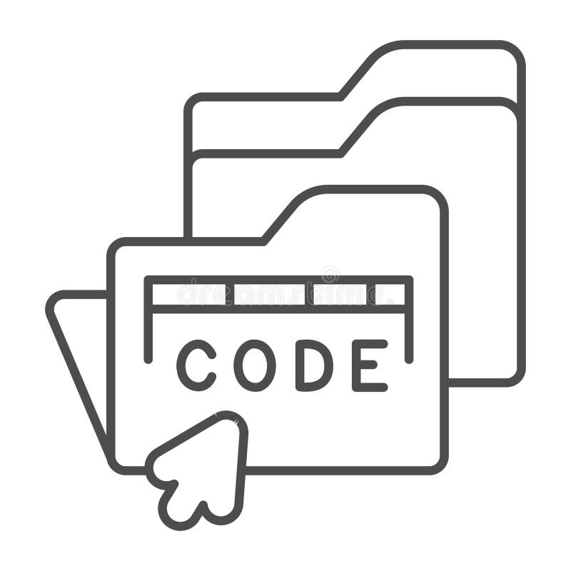 Code Data Folder and and Cursor Thin Line Icon, Neural Dataset Concept. Vector Graphics Stock ...