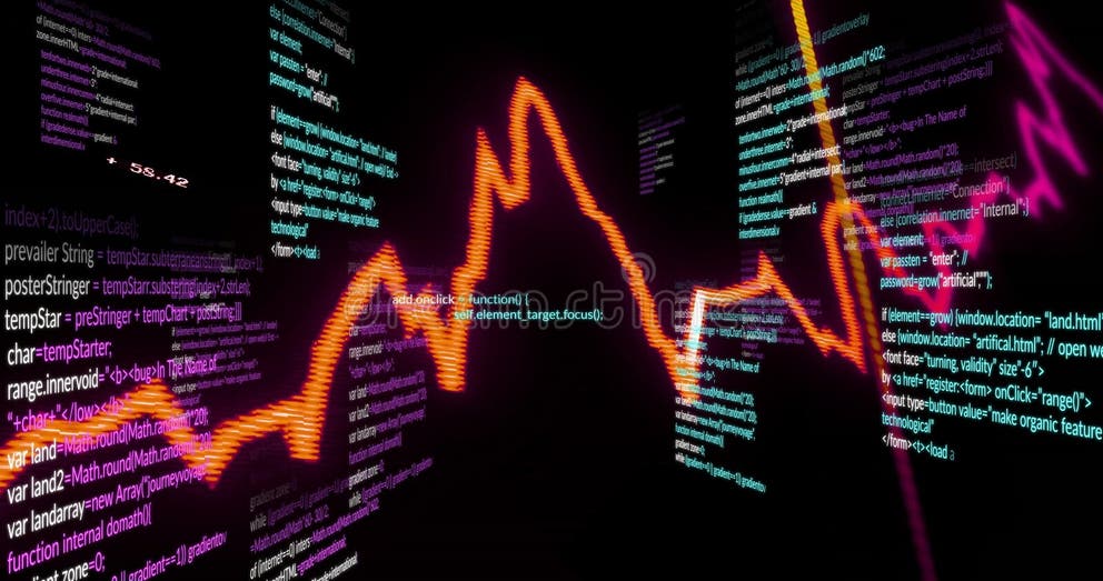 Code and Data Visualization Image with Fluctuating Graph and Numerical ...