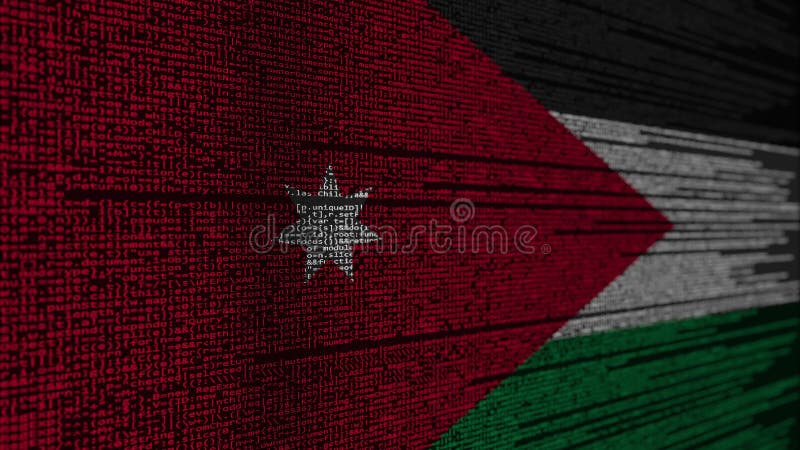 Code De Programme Et Drapeau De La Jordanie Animation Loopable Relative ...
