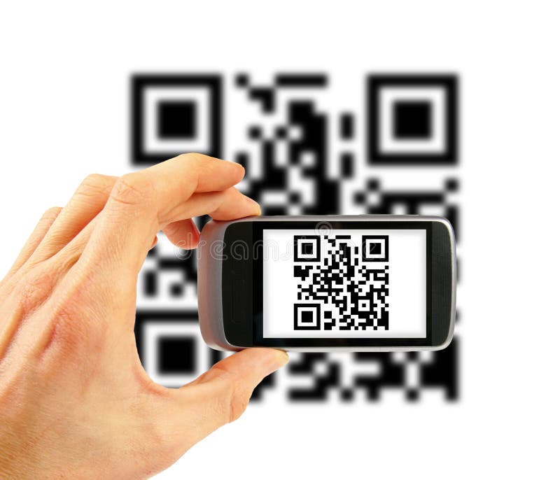 Handy Mit QR Code Auf Dem Bildschirm Stockfoto - Bild von leer, digital ...