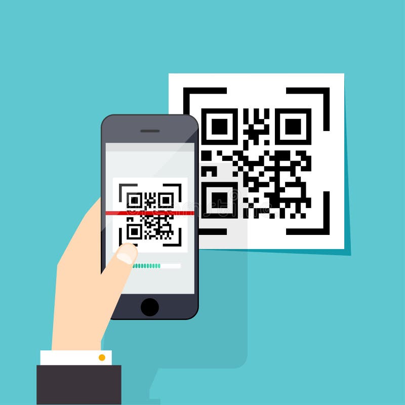 Code Des Scans QR Mit Handy Elektronische, Digitale Barcode Vektor ...