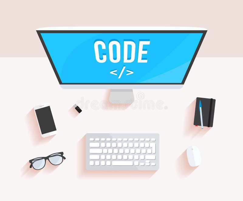Code Desktop Computer stock vector. Illustration of display - 202618734