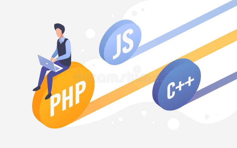 Programming Languages Outsource System And Software Development Data Center Set Stock Vector