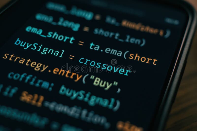 Code Display on Smartphone Monitors Trading Strategy Using Technical ...
