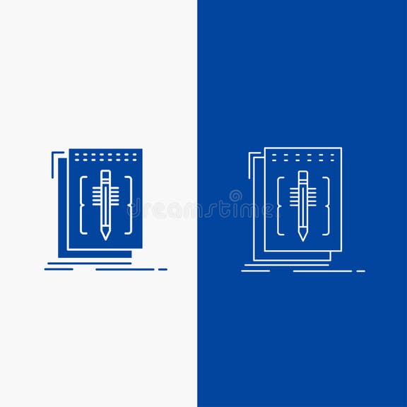 Code, Edit, Editor, Language, Program Line and Glyph Web Button in Blue Color Vertical Banner ...