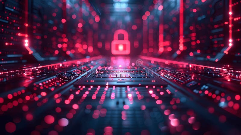 Code Encryption Under Cybersecurity’s Lock. Stock Illustration ...