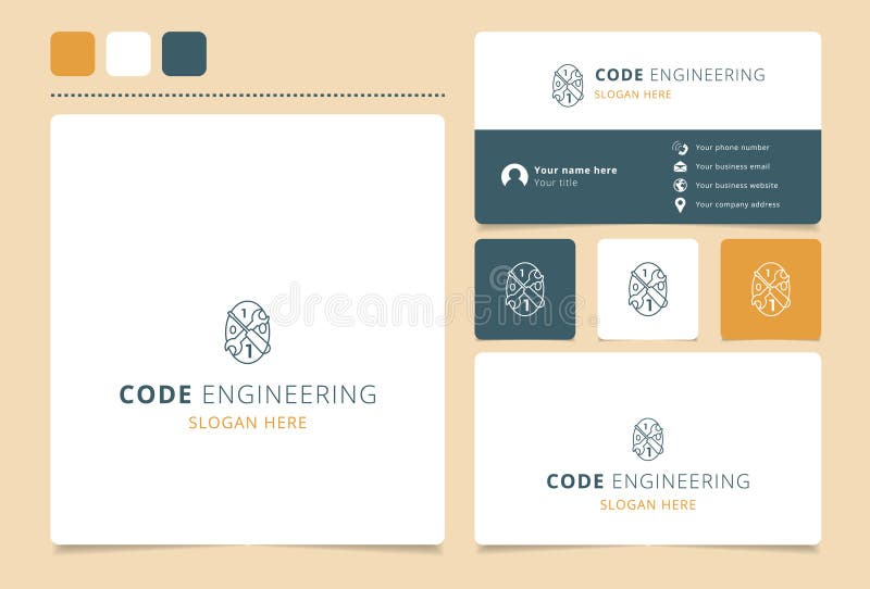 Code Engineering Logo Design with Editable Slogan. Branding Book and ...