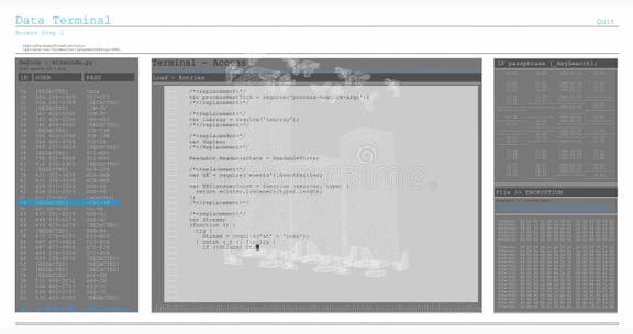 Code Entries and Data Terminal Access Image Over Technical Interface Stock Photo - Image of ...