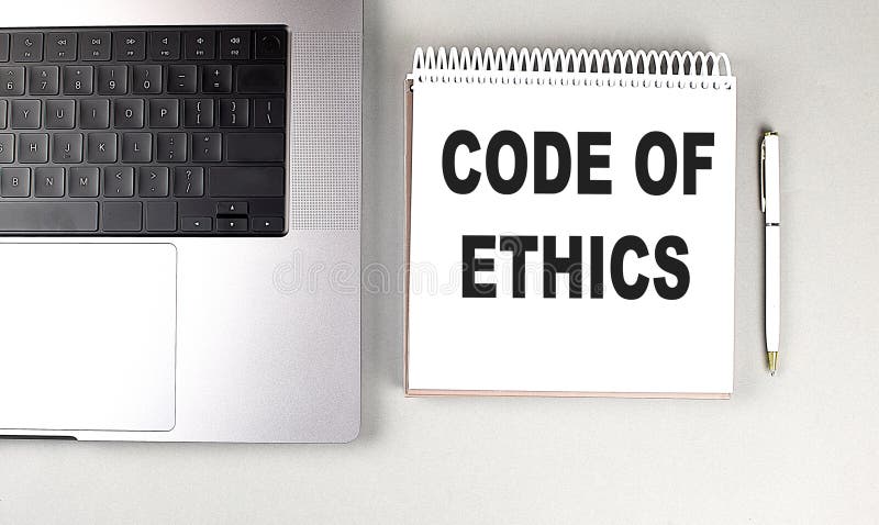 CODE of ETHICS Text on Notebook with Laptop and Pen Stock Image - Image ...