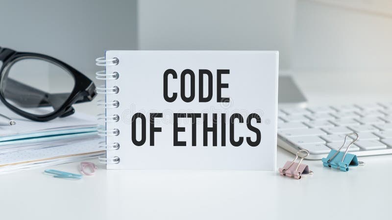 Code of Ethics Top View of a Torn Page on an Envelope. Word on the Page ...