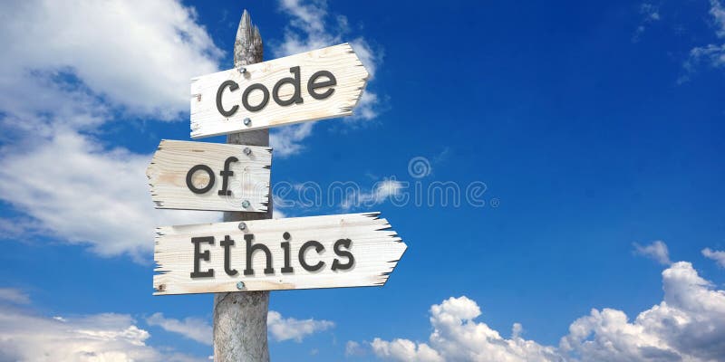 Code of Ethics - Wooden Signpost with Three Arrows Stock Illustration ...