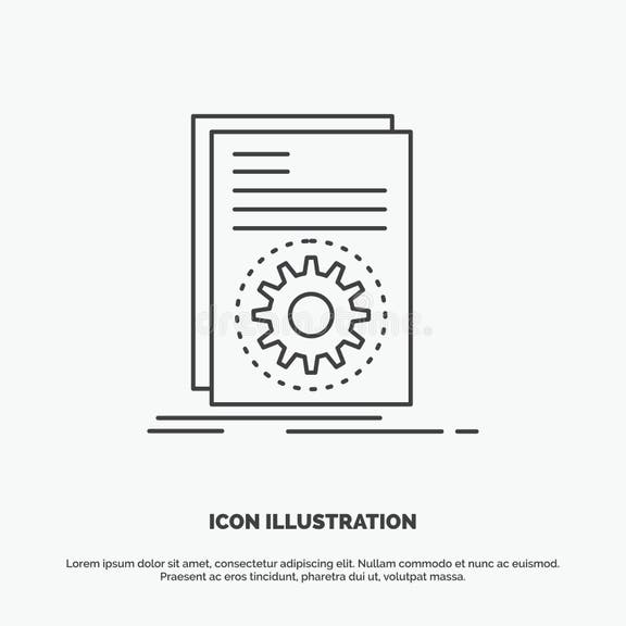 Code, Executable, File, Running, Script Icon. Line Vector Gray Symbol for UI and UX, Website or ...