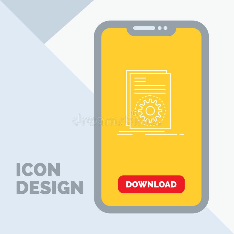 Code Executable File Running Script Line Icon In Mobile For Download Page Stock Vector