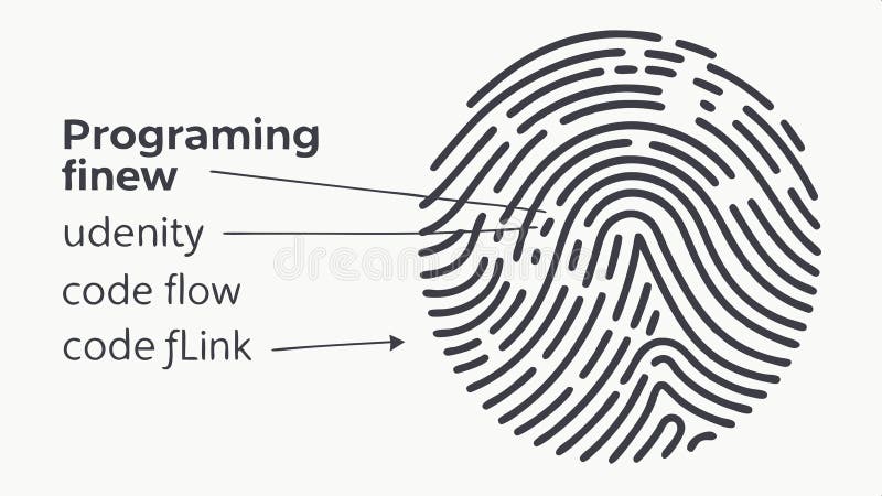 Code Fingerprint Program, Software Identity, Digital Code, Programming Mark, Vector Design ...