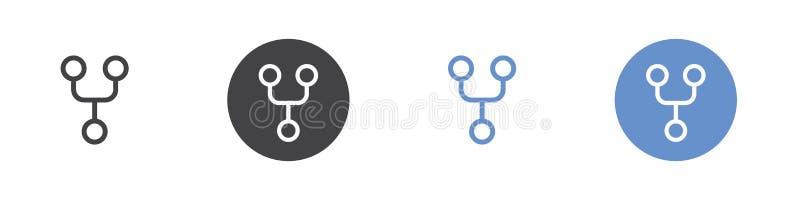 Code Fork Icon Flat Set in Black and White Color Stock Illustration ...