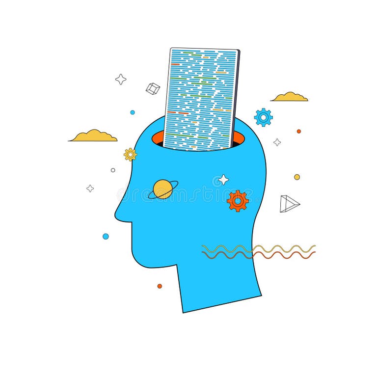 Code Generation by Programmer or Artificial Intelligence. Surreal Flat Conceptual Illustration ...