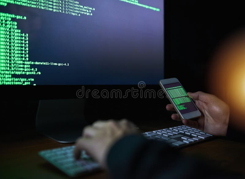 Code Hands And Technology With Hacker Typing On Keyboard To Break Cyber Security Firewall At