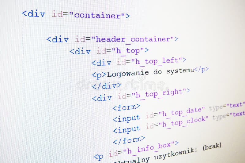 Code of HTML language stock photo. Image of closeup, digital - 29654486