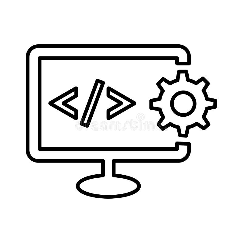 Code, Html Management Outline Icon. Line Art Vector Stock Illustration ...