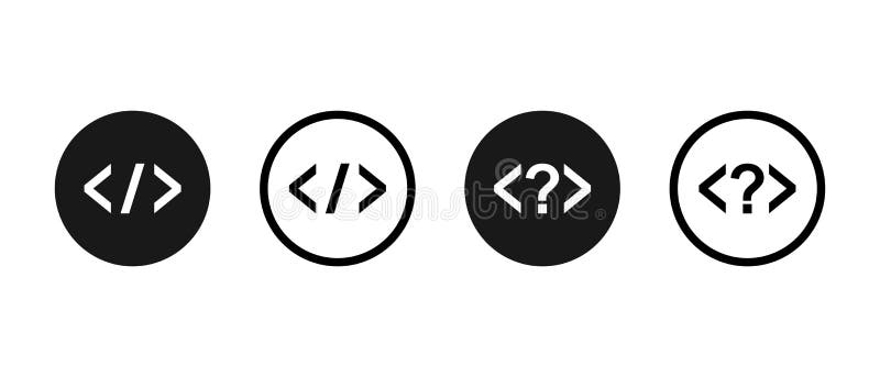 Code Html Vector Icon Set Program Coding Sign In Circle Stock Vector 