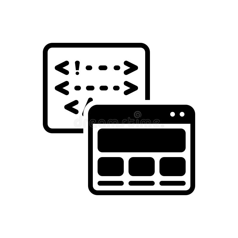 Black Solid Icon for Code, Backend and Development Stock Vector ...
