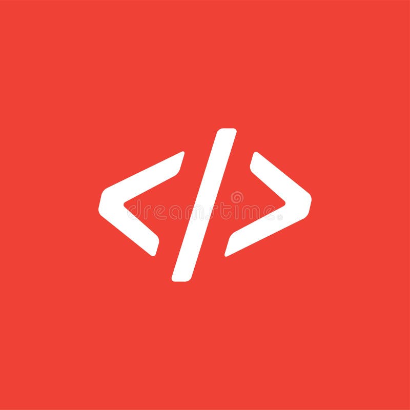 Code Icon on Red Background. Red Flat Style Vector Illustration Stock ...