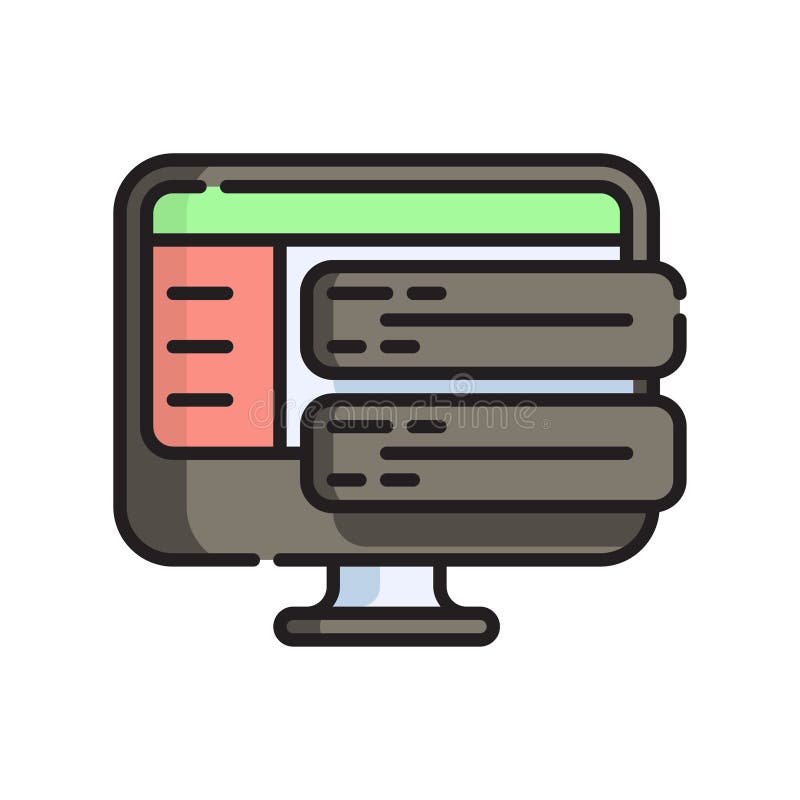 Code Icon Vector Illustration. Flat Outline Cartoon. Cyber Security ...