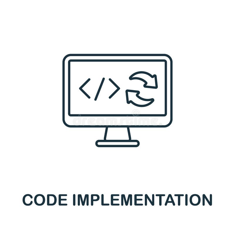 Code Implementation Icon. Line Element from Production Management ... Code Implementation Icon. Line Element from Production Management ...
