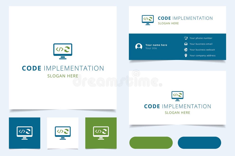 Code Implementation Logo Design with Editable Slogan. Branding Book and ...