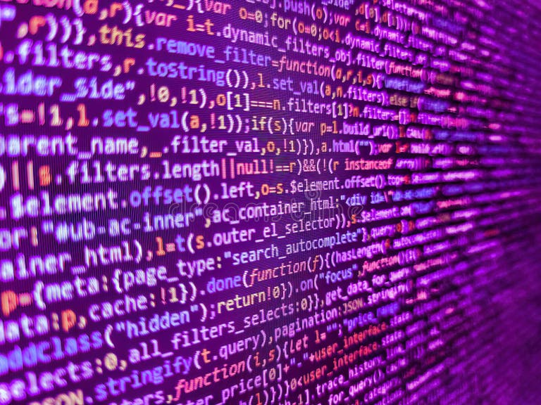 Code of Javascript Language on White Background. Failure in the Program, Blue Screen ...