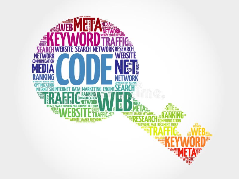 Code Key word cloud stock illustration. Illustration of script - 205291507
