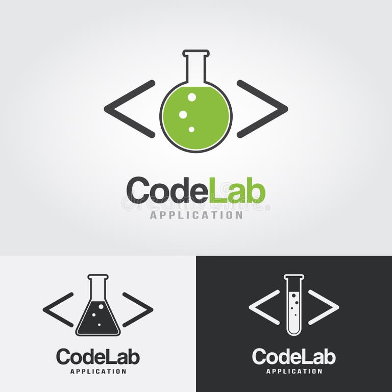 Code Lab Logo Design Template with Chemistry Laboratory Glassware ...
