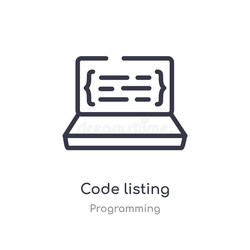 Code Listing Outline Icon Isolated Line Vector Illustration From Programming Collection