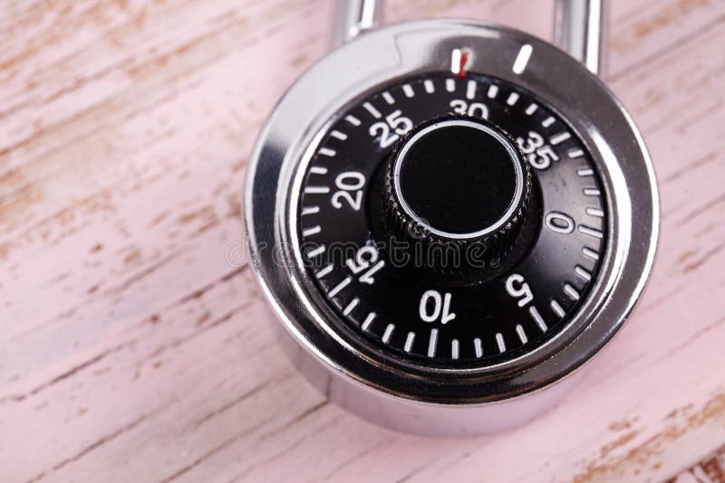 Code lock on wood desk stock image. Image of brown, safety - 122138889