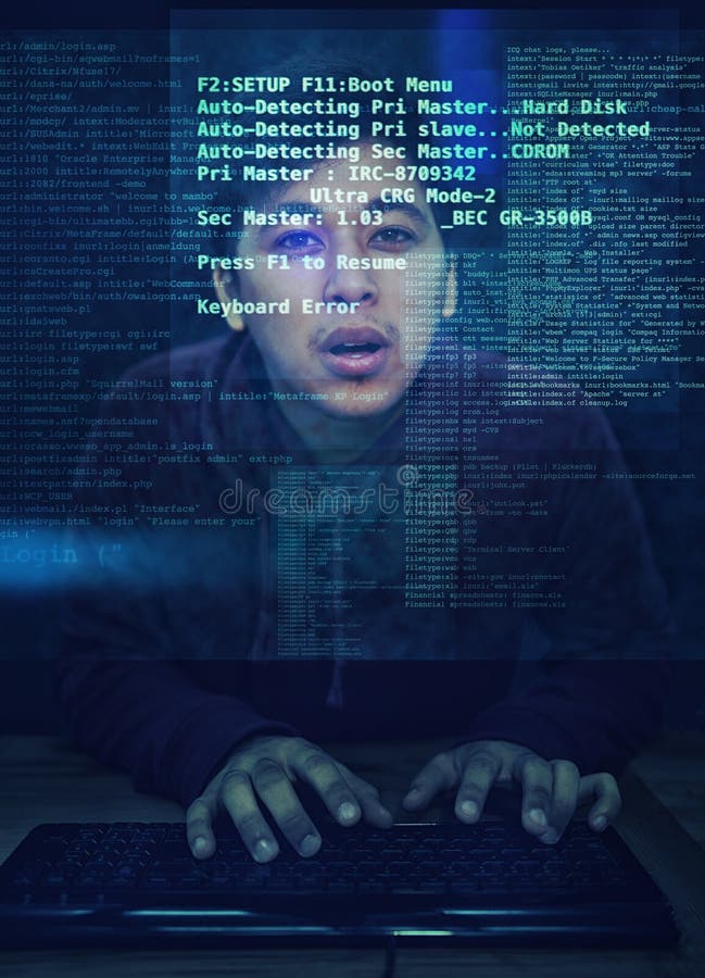 Code Man And Typing With With Programming Holographic And Hacker With