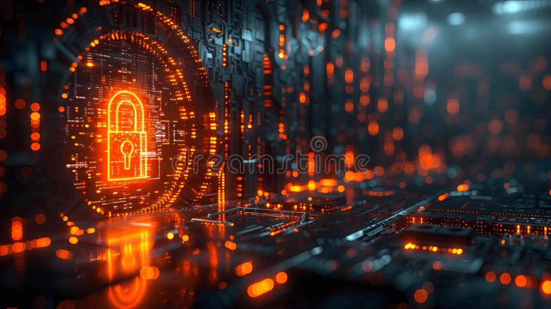 Code Matrix Secured by Encryption’s Lock. Stock Illustration ...