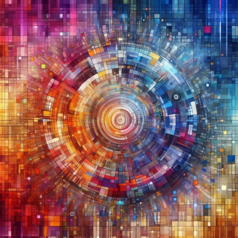 Code Mosaic a Colorful Mosaic Style Matrix with Pixelated Code P Stock ...