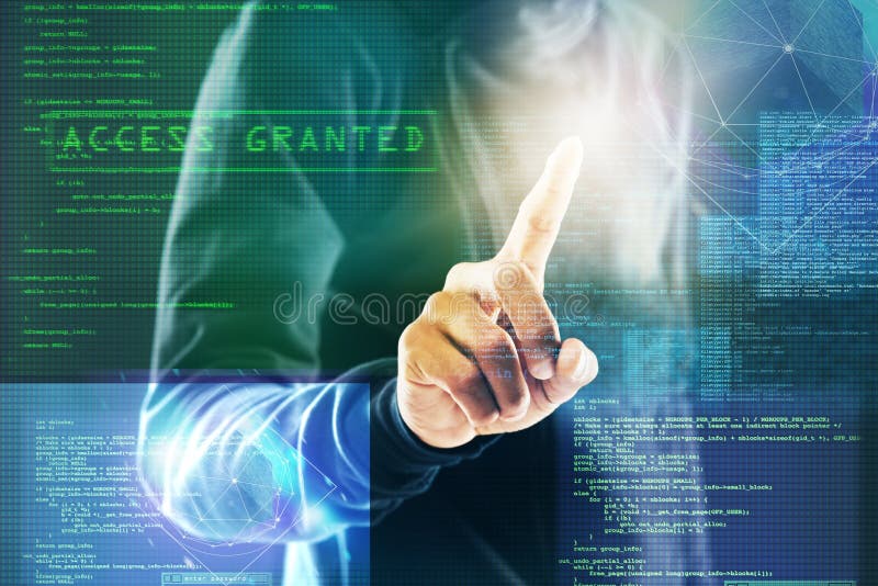 Code Overlay Hacker And Fingerprint Of Person For Programming Coding And Information