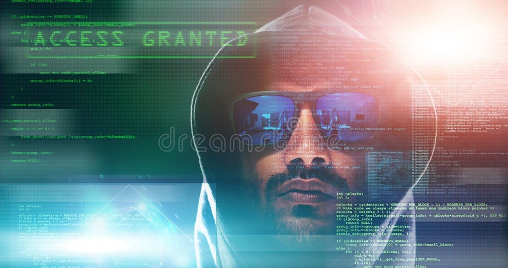 Code Overlay, Hacker and Portrait of Man for Programming, Coding and ...