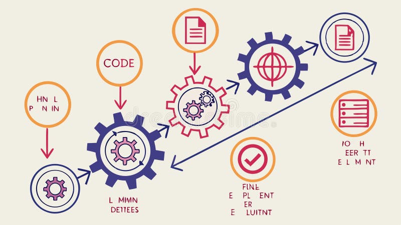 Code Process with Gears: Software Development Workflow, Vector Design Generative AI Stock Vector ...