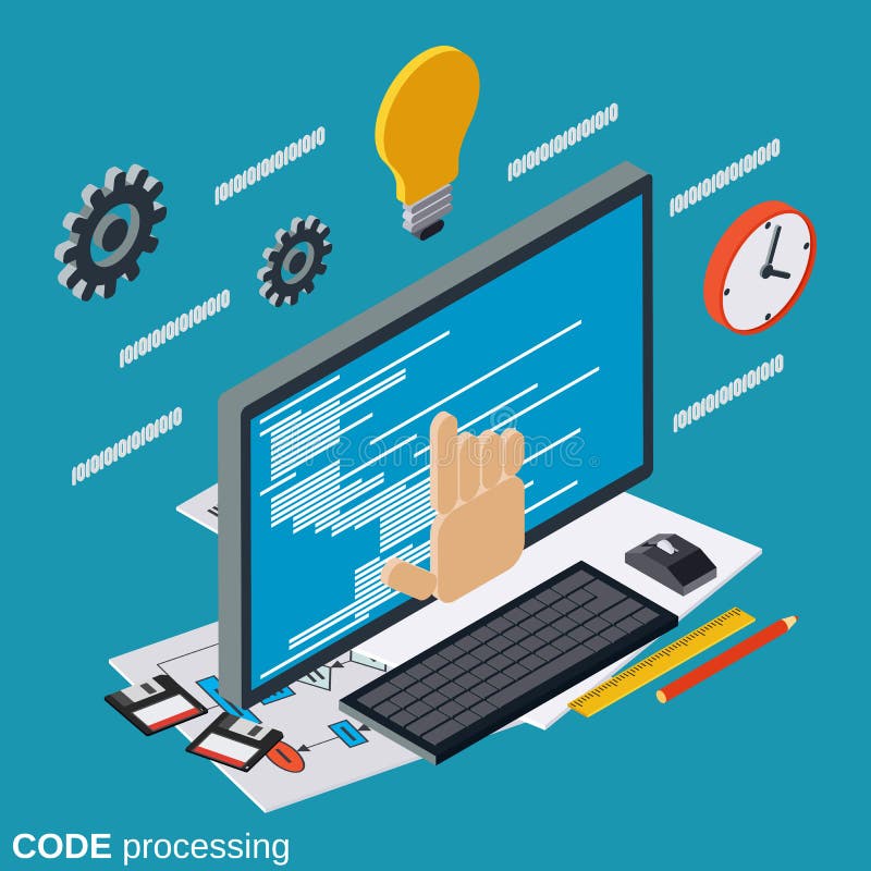 Code Processing Program Coding Algorithm Optimization Vector Concept Stock Vector