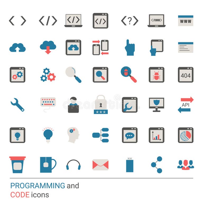 Programming icon set stock vector. Illustration of information - 134621848